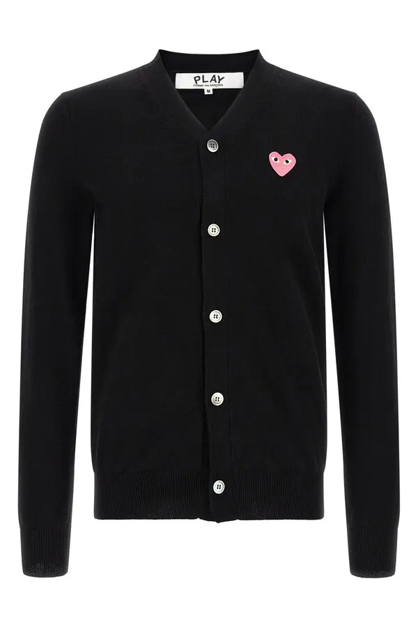 Play Comme Des Garcon Wool Cardigan - Black