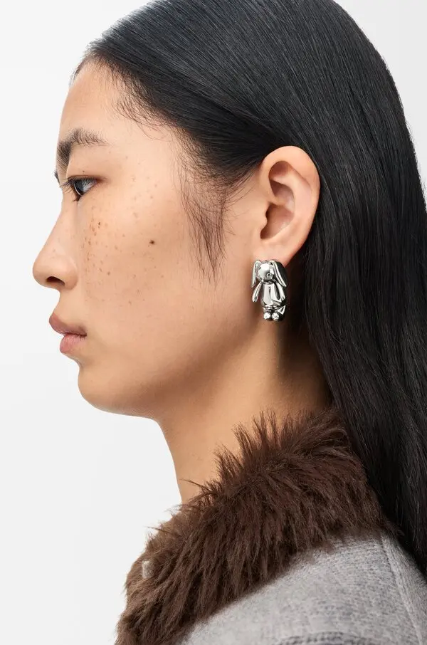 Loewe Bunny Earrings In Brass - Silver