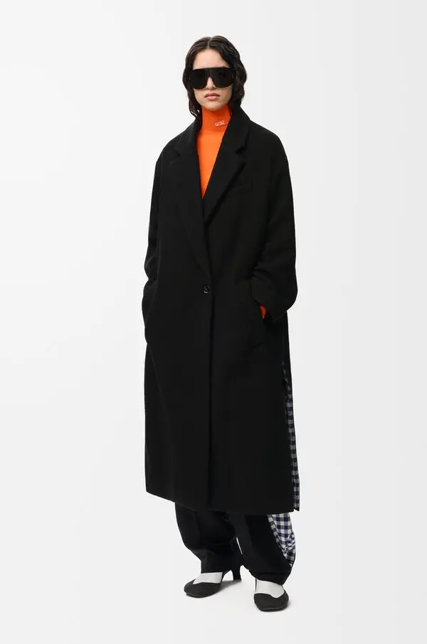 Loewe Coat In Wool And Cashmere - Black