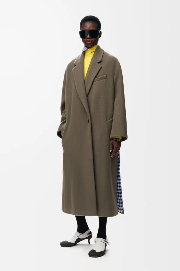 Loewe Wool And Cashmere Double-breasted Coat - Taupe Grey