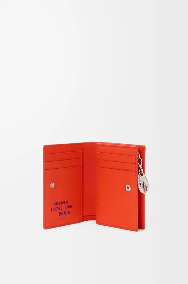 Loewe Claw Compact Wallet In Glossy Lambskin - Vivid Orange
