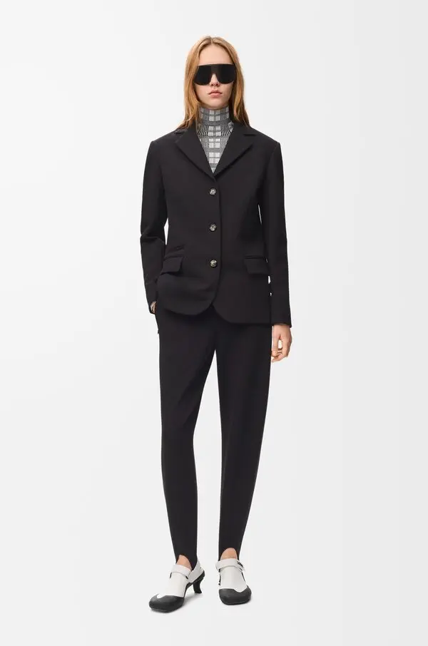 Loewe Stirrup Trousers In Stretch Wool Blend - Black