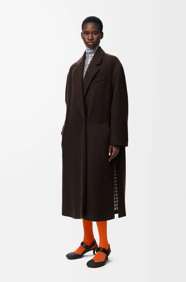 Loewe Coat In Cashmere - Brown