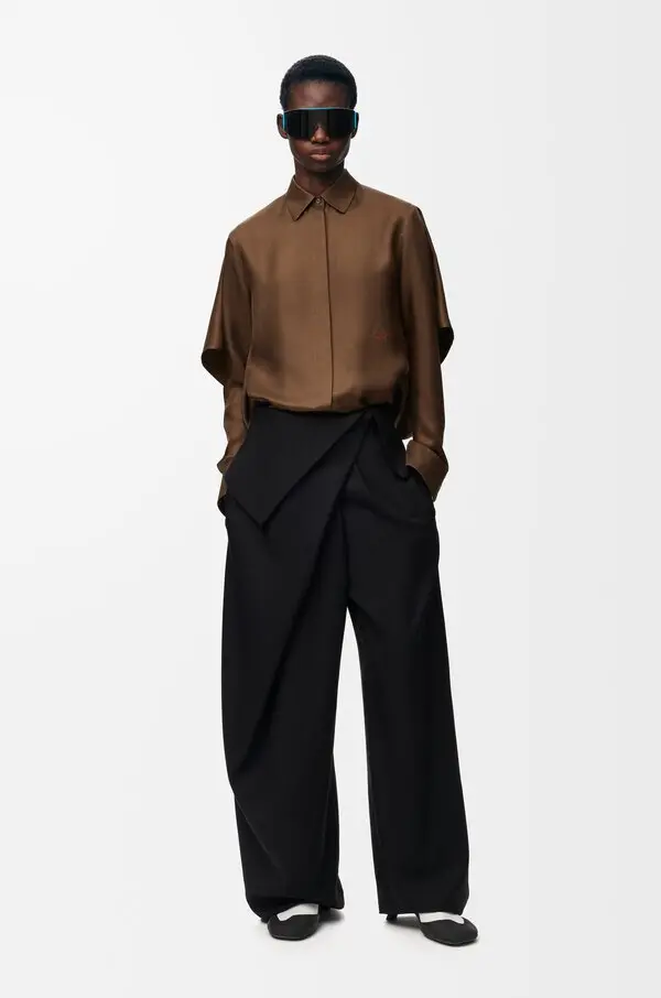 Loewe Cape Shirt In Silk - Brown
