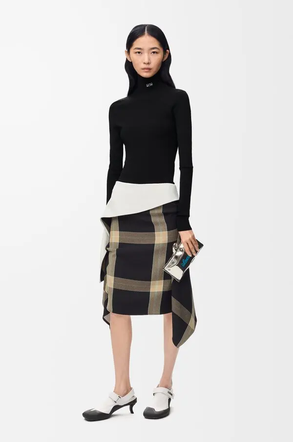 Loewe Draped Skirt In Stretch Viscose - Black/beige