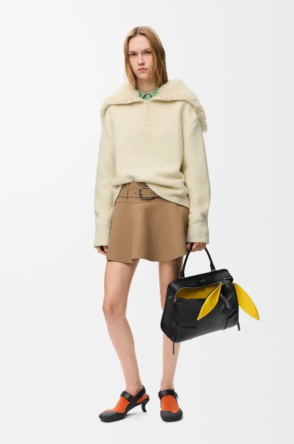 Loewe Zip-up Sweater In Wool Blend - Ecru