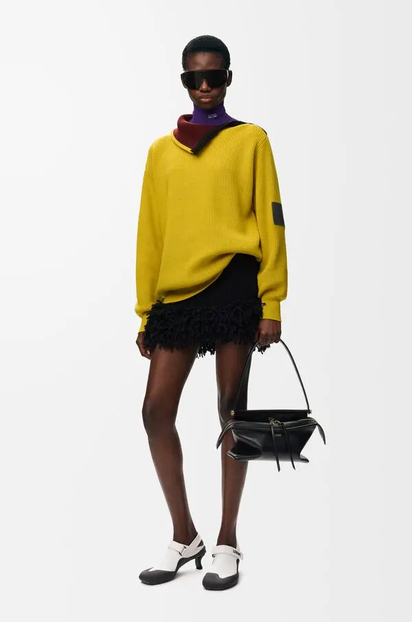 Loewe Zip-up Sweater In Wool - Olive Green