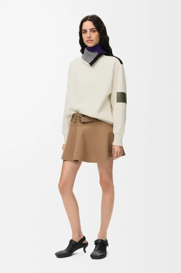 Loewe Zip-up Sweater In Wool - White