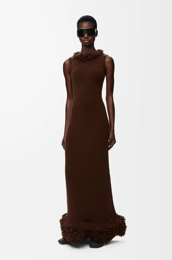 Loewe Dress In Wool Blend - Brown