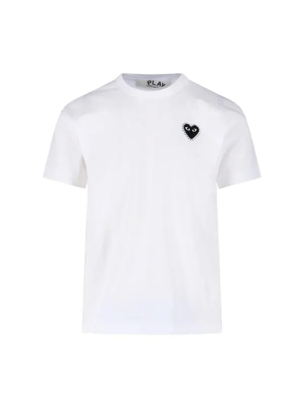 Play Comme Des Garcon T-shirt With Logo Rhinestones - White