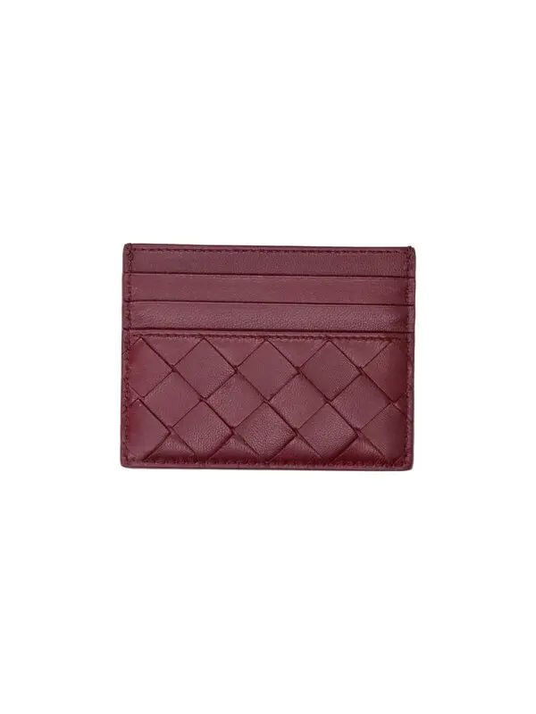 Bottega Veneta Leather Card Holder "intrecciato - Red