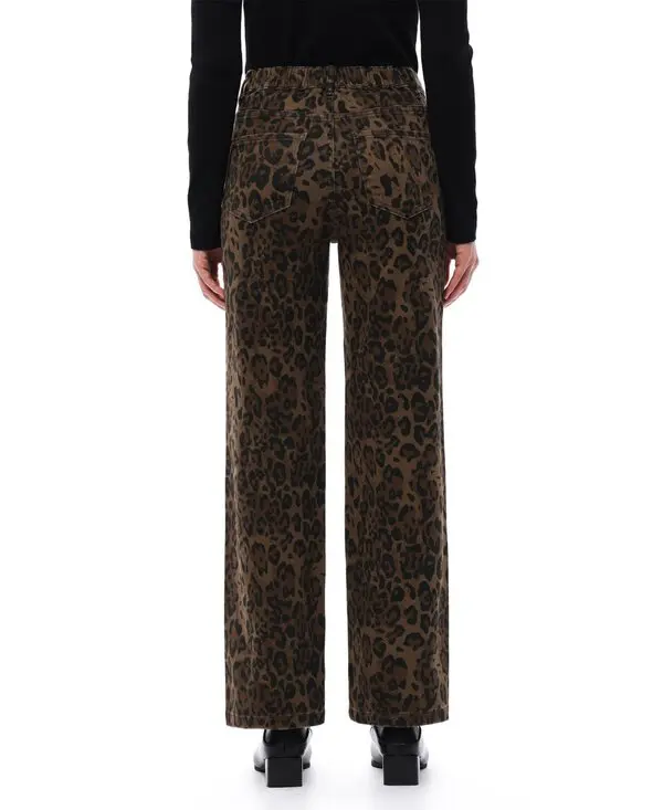 BAYEAS Leopard Print High Rise Relaxed Straight Denim Jeans In Coffee