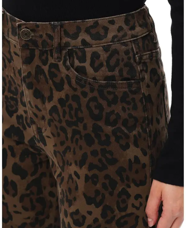 BAYEAS Leopard Print High Rise Relaxed Straight Denim Jeans In Coffee