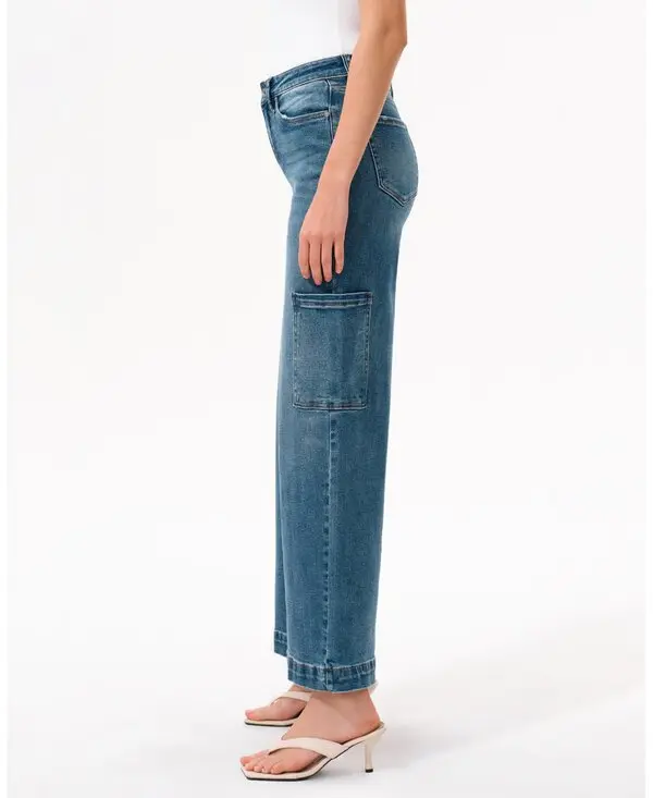 BAYEAS High Rise Wide Leg Jeans With Side Patch Pockets