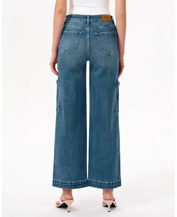 BAYEAS High Rise Wide Leg Jeans With Side Patch Pockets