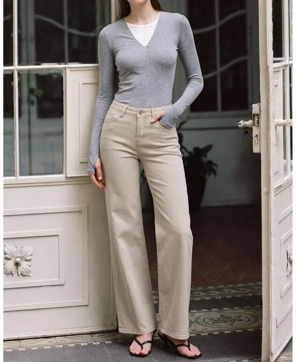 BAYEAS High Rise Wide Leg Stretch Denim Jeans In Voida Wash