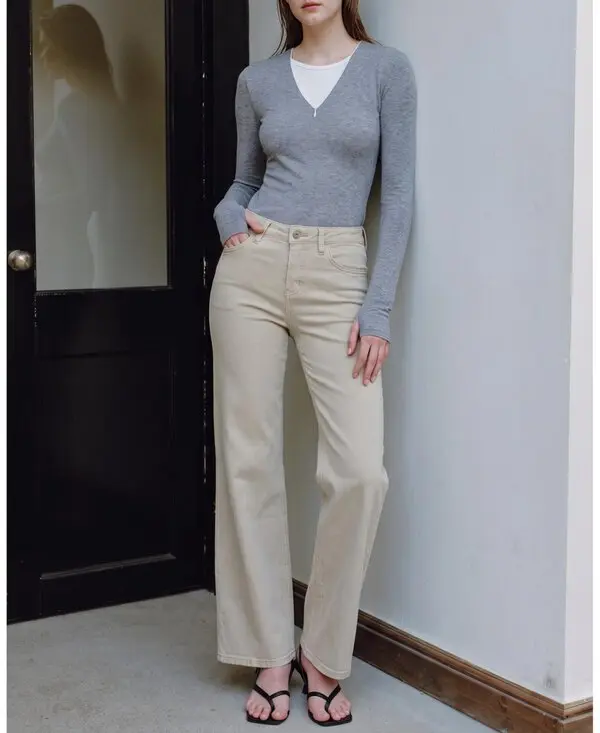 BAYEAS High Rise Wide Leg Stretch Denim Jeans In Voida Wash