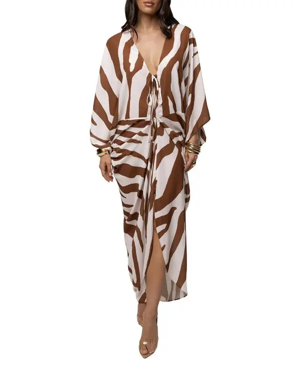 JLUXLABEL Longer Days Cover Up Dress - Brown Zebra