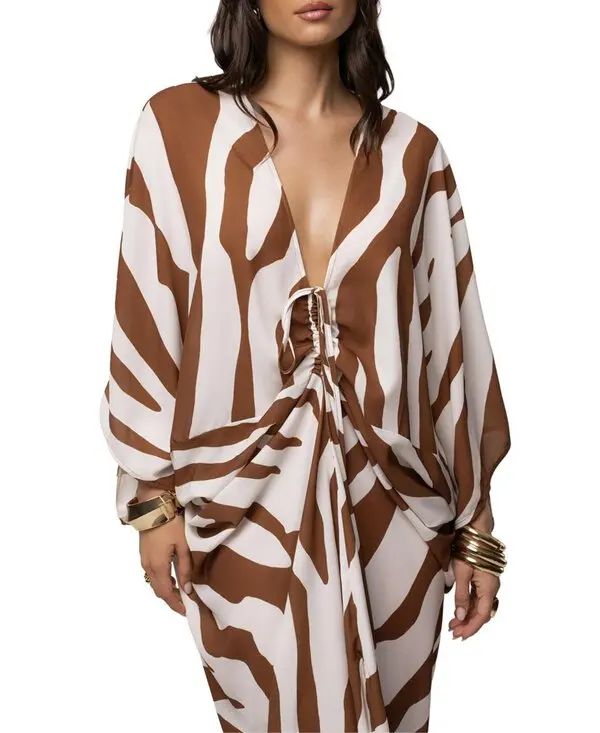JLUXLABEL Longer Days Cover Up Dress - Brown Zebra