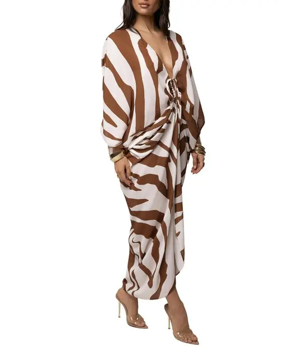 JLUXLABEL Longer Days Cover Up Dress - Brown Zebra