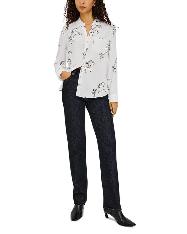 Rails Kathryn Horse Print Button-front Shirt