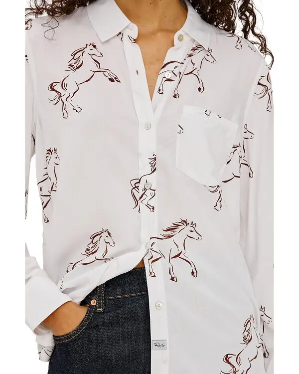 Rails Kathryn Horse Print Button-front Shirt