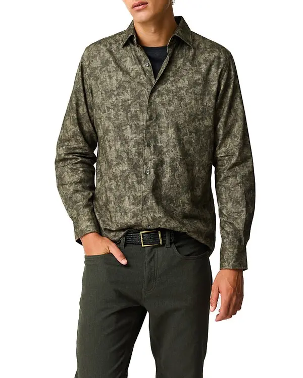 Rodd & Gunn Campbell Valley Palm Print Long Sleeve Shirt - Moss