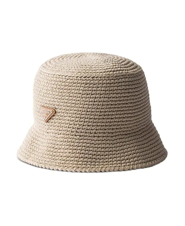 Prada Crochet Bucket Hat - Desert Beige