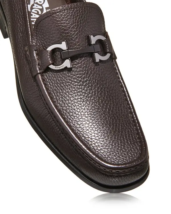 FERRAGAMO Grandioso Double Gancini Bit Leather Loafers Regular - Hickory Brown