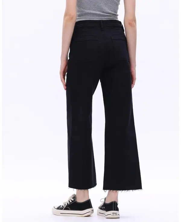 BAYEAS High Rise Wide Leg Vertical Front Seam Raw Hem Denim Jeans