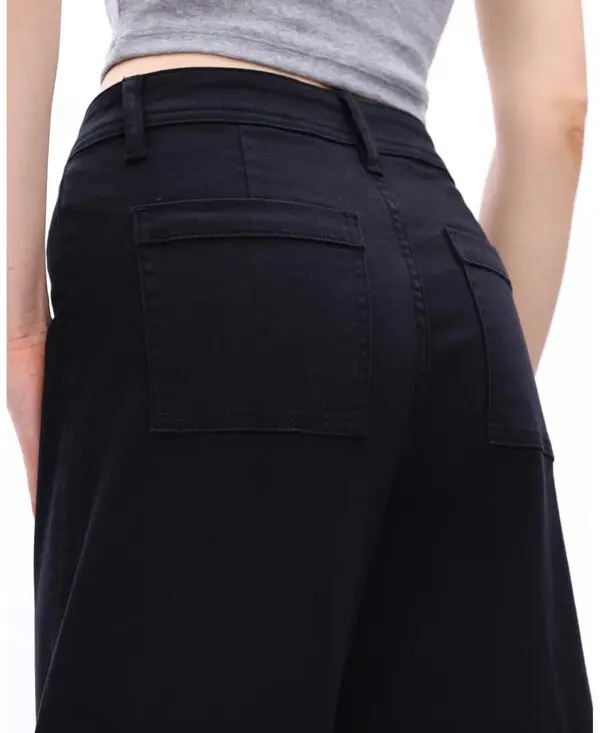 BAYEAS High Rise Wide Leg Vertical Front Seam Raw Hem Denim Jeans