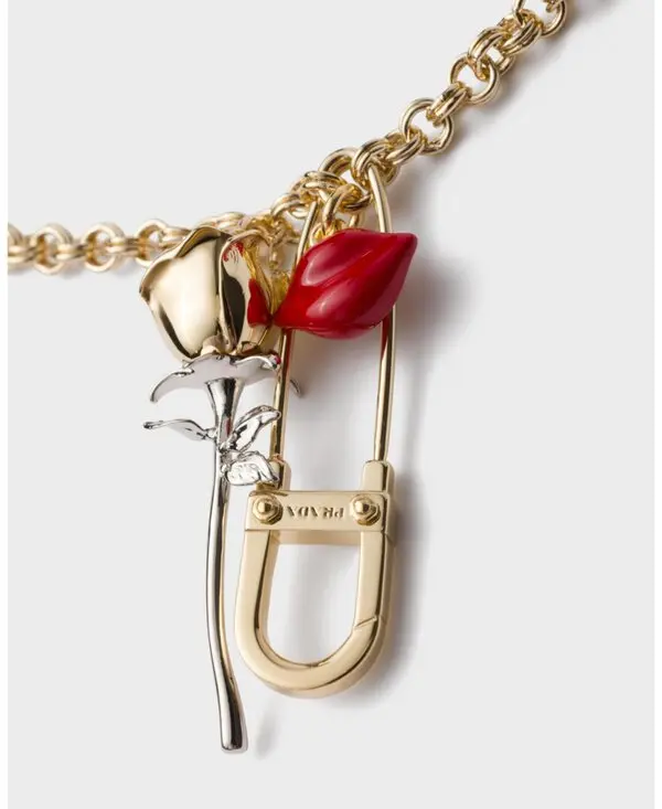 Prada Enameled Metal Necklace