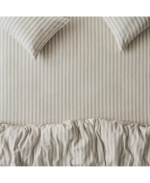 PIGLET IN BED Pembroke Stripe Linen Blend Fitted Sheet, King