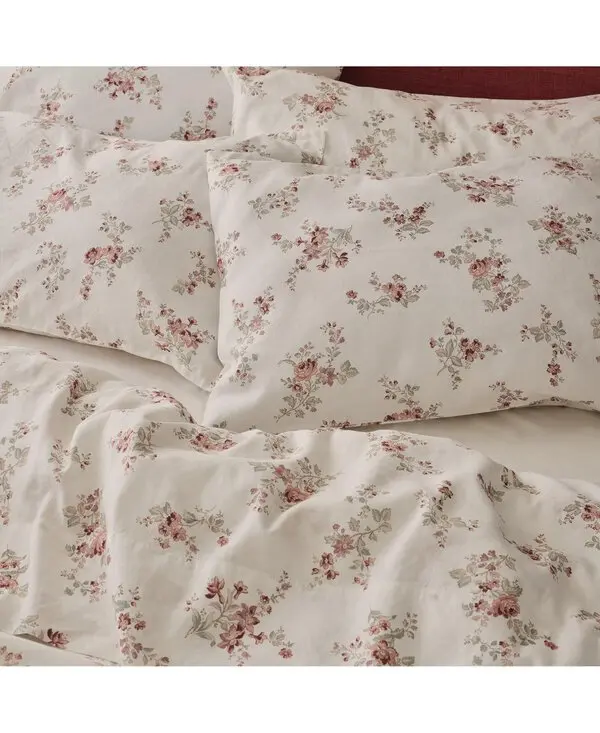 PIGLET IN BED Heirloom Rose Linen Blend Pillowcase Pair, Queen