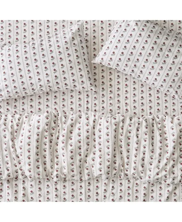 PIGLET IN BED Woodland Stripe Cotton Duvet Set, Queen - White