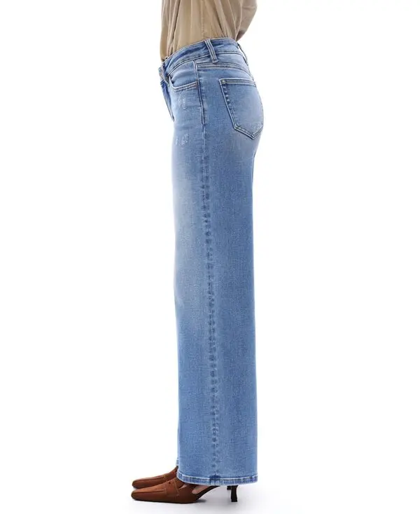 BAYEAS Mid Rise Wide Leg Denim Jeans Stretch Comfortable In Medium