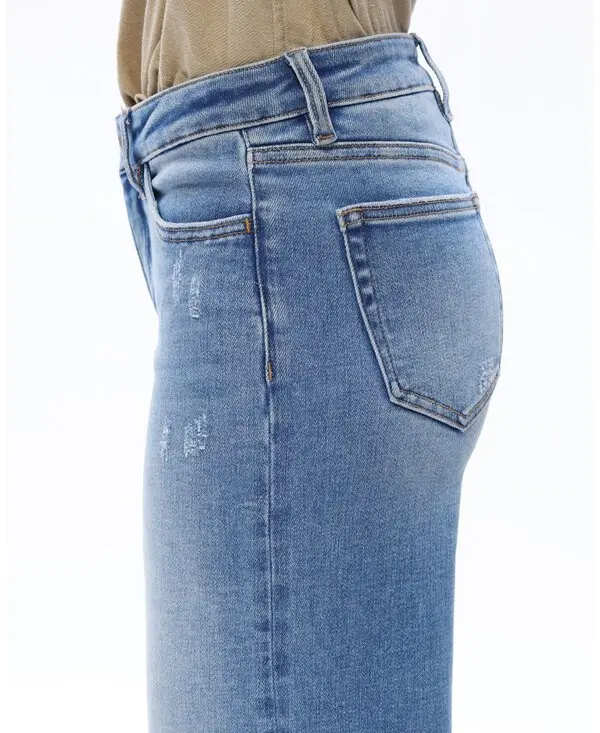 BAYEAS Mid Rise Wide Leg Denim Jeans Stretch Comfortable In Medium