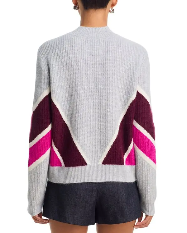 Aqua Striped Mock Neck Cashmere Sweater Exclusive