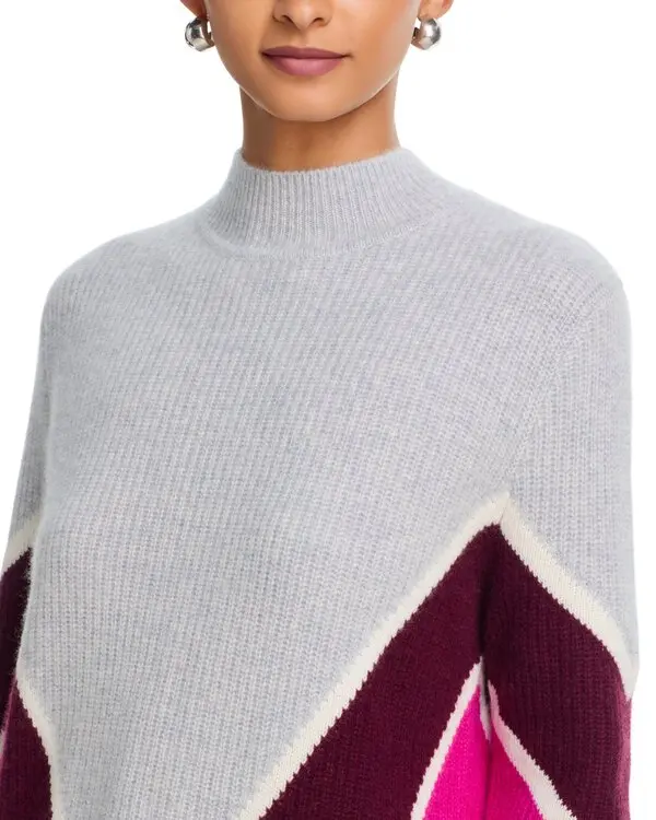 Aqua Striped Mock Neck Cashmere Sweater Exclusive