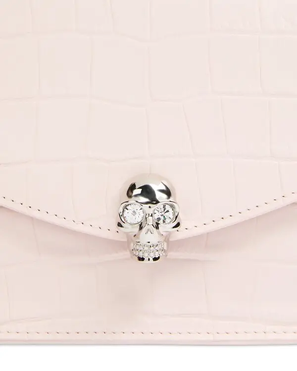 Alexander McQueen Croco Embossed Leather Shoulder Bag - Old Rose