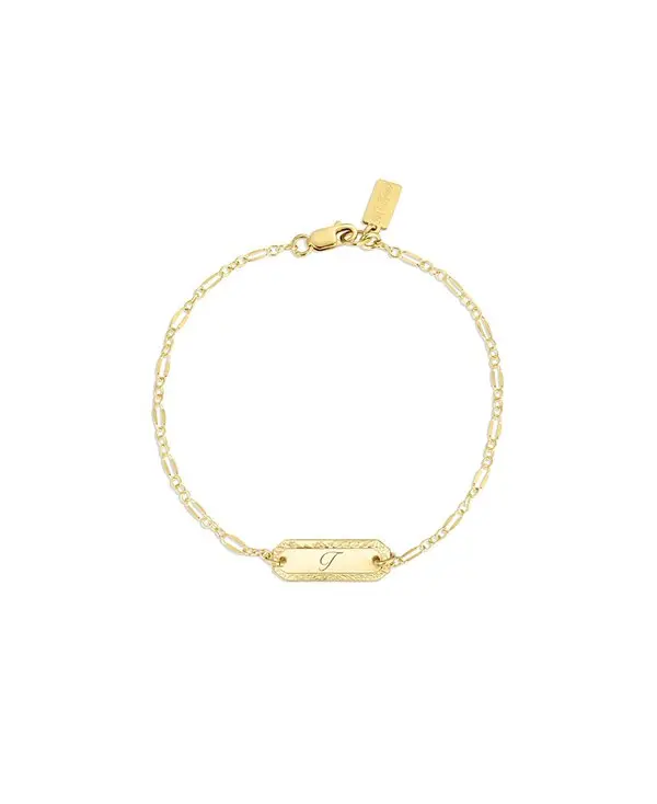 SET & STONES Cora Engraved Initial Bracelet - T