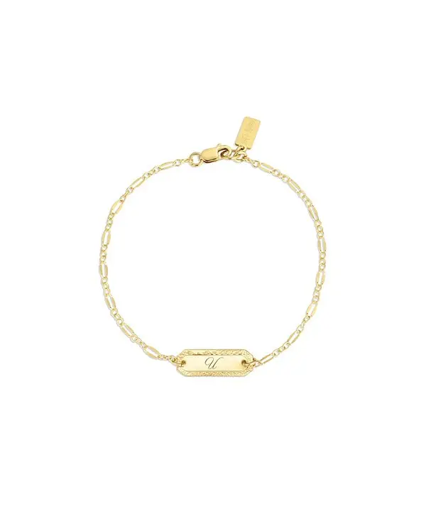 SET & STONES Cora Engraved Initial Bracelet - U
