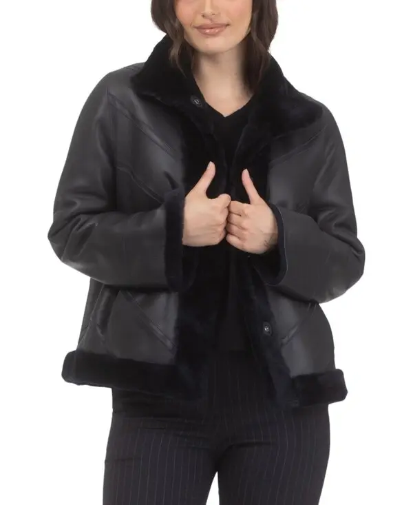 Gorski Reversible Merino Shearling Lamb Chevron Jacket