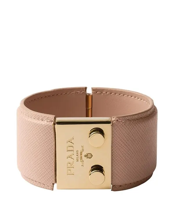 Prada Metal And Saffiano Leather Bracelet - Powder