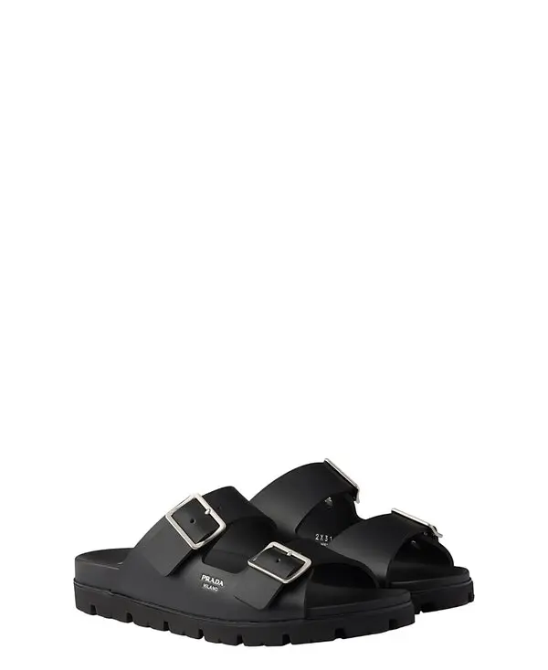 Prada Rubber Strap Sandals - Black