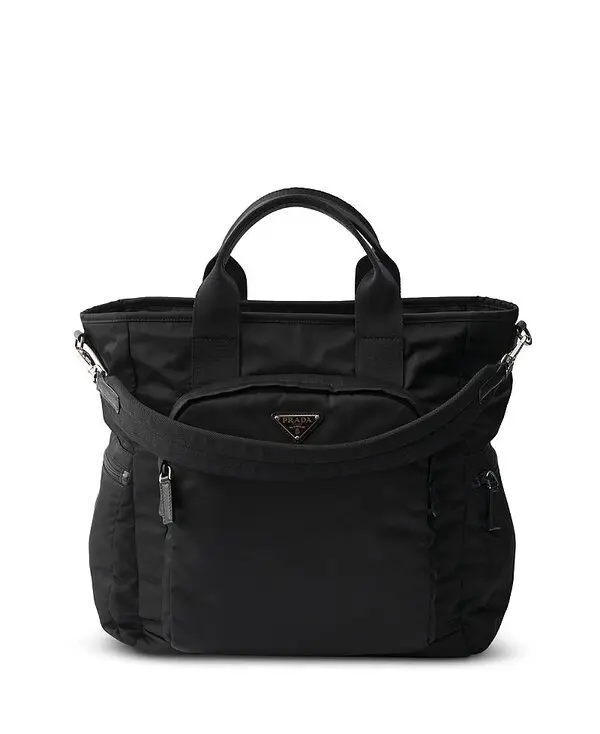 Prada Re-nylon And Saffiano Leather Tote Bag - Black