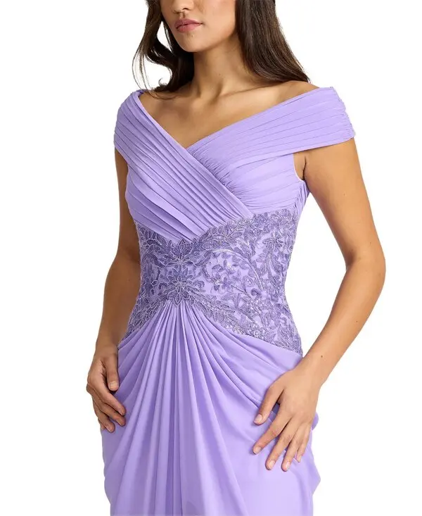 Tadashi Shoji Mihaley Embroidered Waist Draped Gown