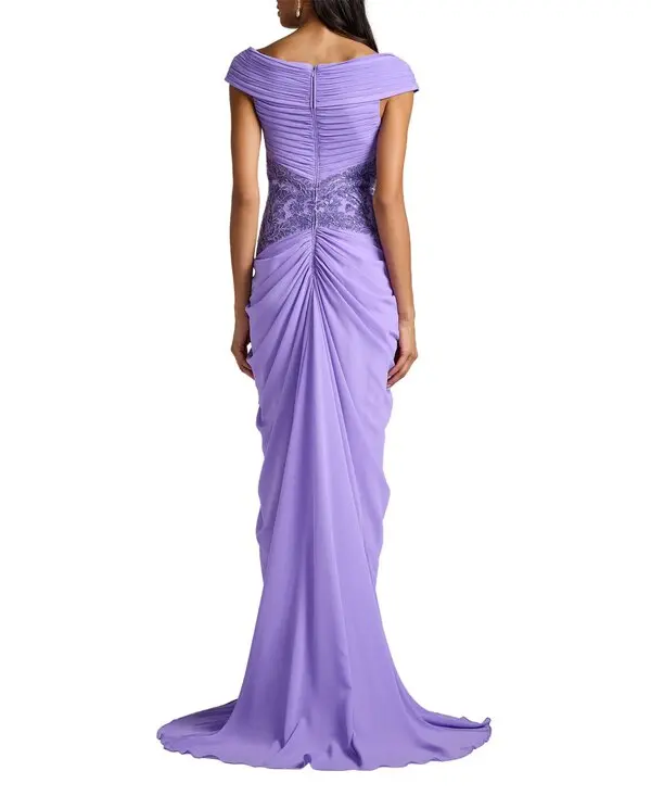 Tadashi Shoji Mihaley Embroidered Waist Draped Gown
