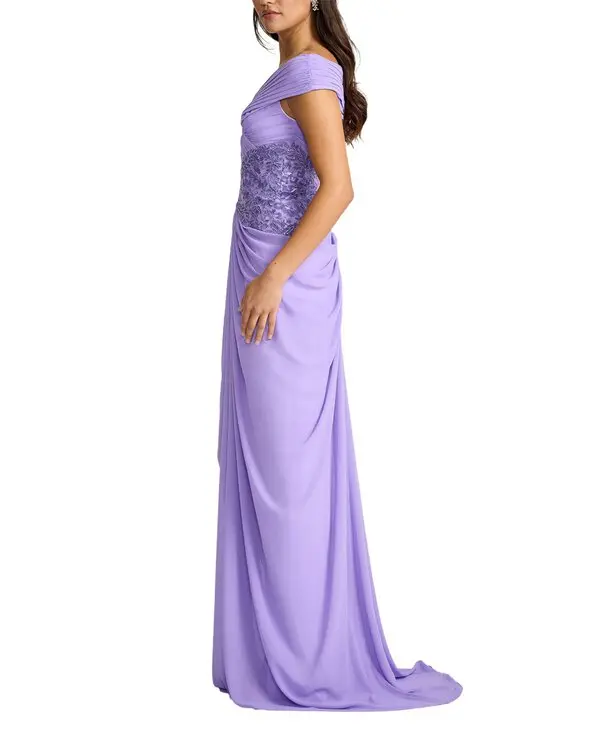 Tadashi Shoji Mihaley Embroidered Waist Draped Gown