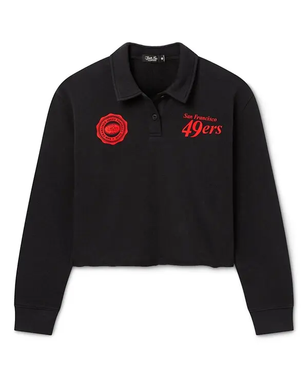 Junk Food Clothing San Francisco 49ers Cropped Polo Fleece - True Black